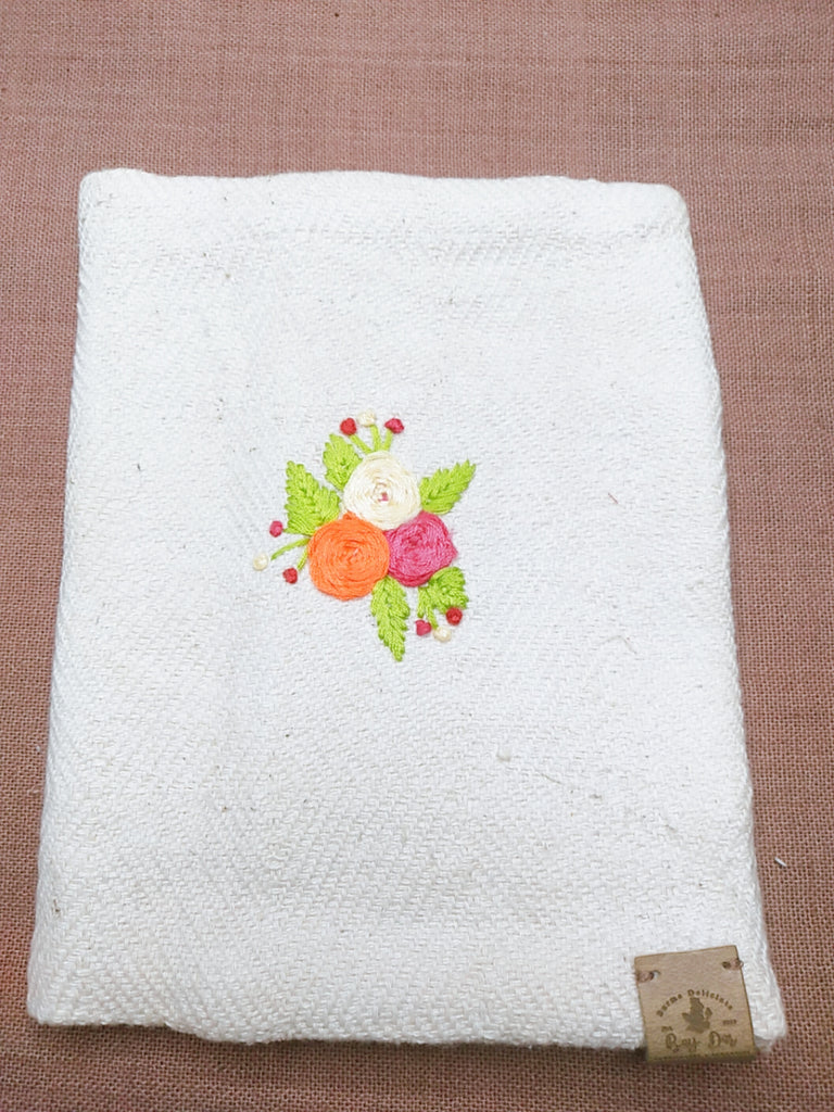 100% Cotton Book Cover with Beautiful Embroidery Flowers (Design 3 ...