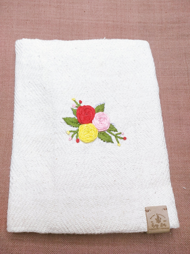 100% Cotton Book Cover with Beautiful Embroidery Flowers (Design 3 ...